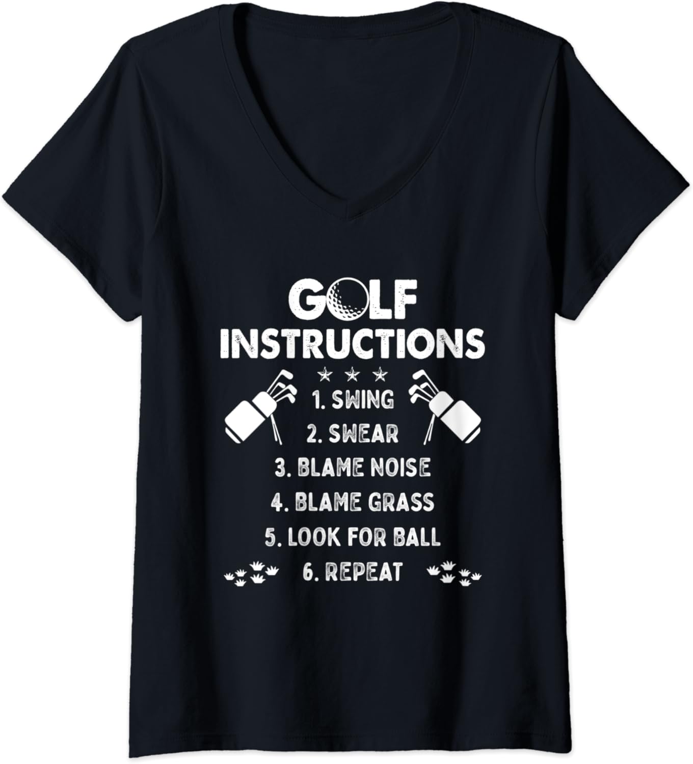 Womens Funny Golf Instructions Golfing Golfer Sayings Gift V Neck T womens-funny-golf-instructions-golfing-golfer-sayings-gift-v-neck-t